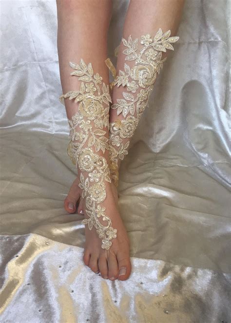 Photo Prop Bridal Shower Bridal Footless Sandals Champagne Lace