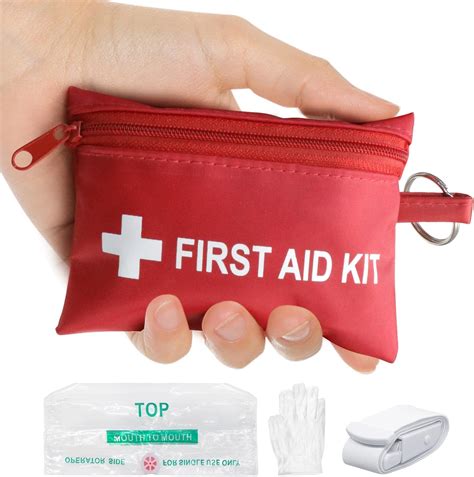 Yzpacc Mini First Aid Kit Cpr Keychain Cpr Face Shield With Breathing Barrier