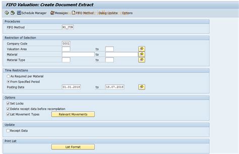 MRF3 SAP Tcode FIFO Valuation Create Document Extract