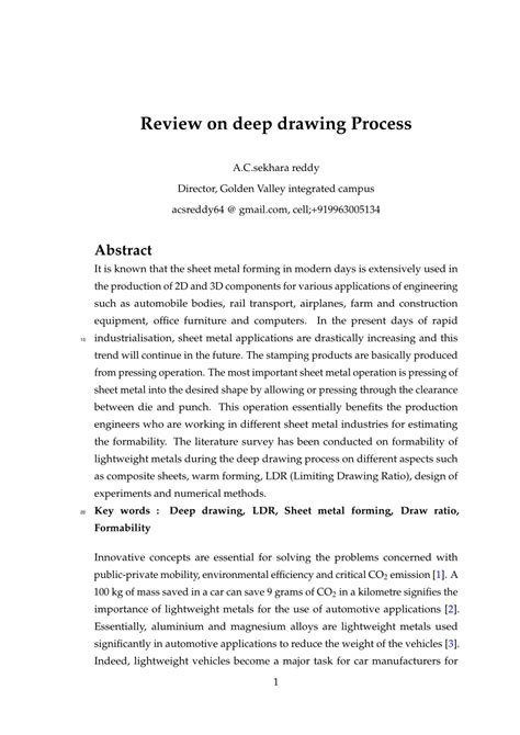 Pdf Review On Deep Drawing Process