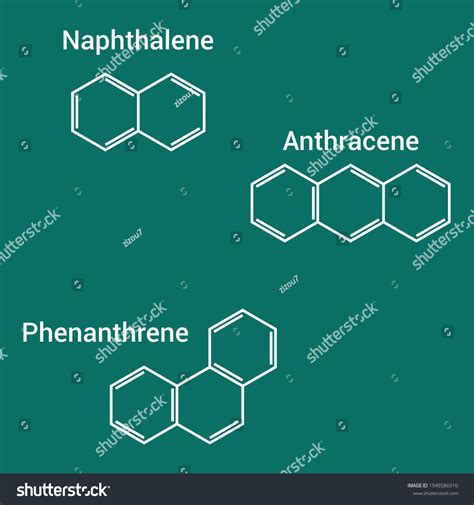 Chemical Structure Naphthalene Anthracene Phenanthrene Stock Vector