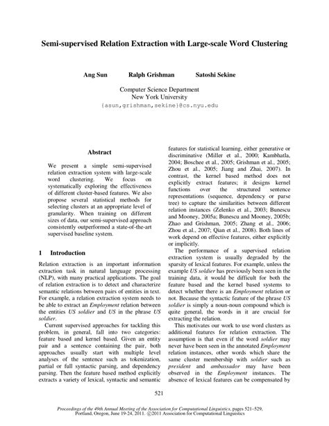 pdf semi supervised relation extraction with large scale word clustering