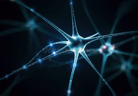 Digital Mindscape Intricate Neural Network In Glowing Blue Stock