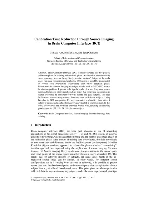 pdf calibration time reduction through source imaging in brain computer interface bci
