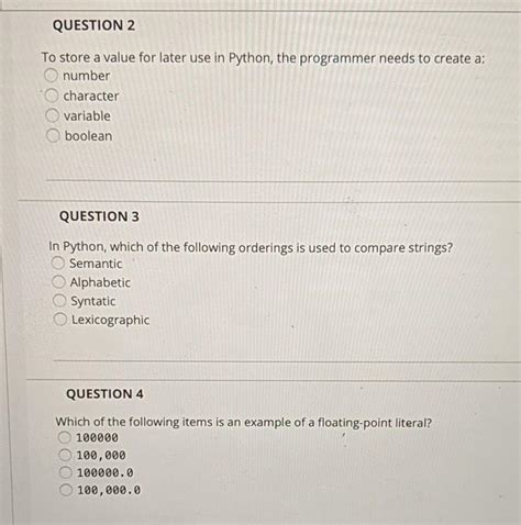 Solved QUESTION To Store A Value For Later Use In Python Chegg
