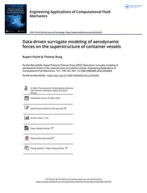 Pdf Data Driven Surrogate Modeling Of Aerodynamic Forces On The