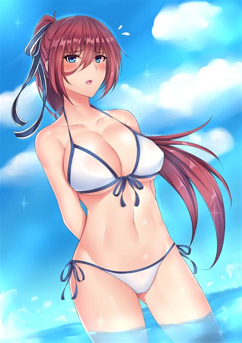 Wallpaper Bikini Cleavage Hard Nipples Two Piece Swimsuit Redhead