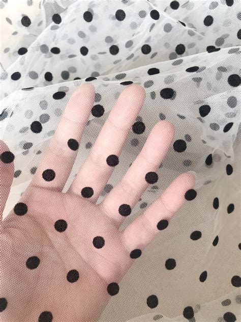 1 Yard Dot Pattern Fabric Flocking Round Dot Print Fabric Etsy