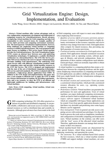Pdf Grid Virtualization Engine Design Implementation And Evaluation