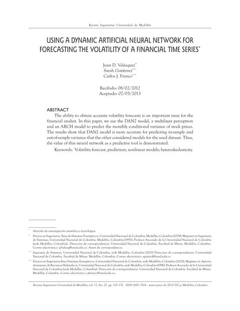 Pdf Using A Dynamic Artificial Neural Network For Forecasting The Volatility Of A Financial
