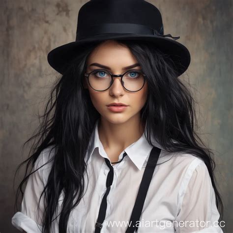 Mysterious Woman With Long Black Hair Blue Eyes And Cigarette Ai Art Generator