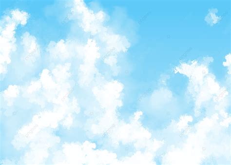 흰 구름 수채화 파란색 배경입니다 하늘 흰 구름 배경 바 이윤 배경 일러스트 및 사진 무료 다운로드 Pngtree