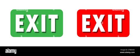 Green And Red Exit Signs With Text Flat Vector Illustration Stock Vector Image Art Alamy