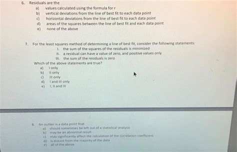 Solved Residuals Are The A Values Calculated Using The Chegg