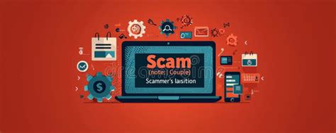 Illustration Showcasing Digital Fraud And Scams With Icons On A Vibrant