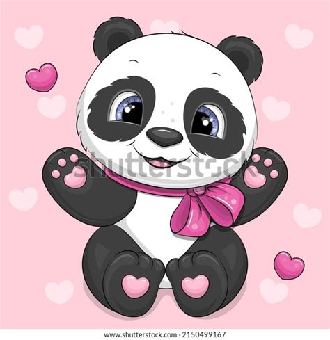분홍색 활을 가진 귀여운 만화 판다 스톡 벡터 로열티 프리 2150499167 Shutterstock