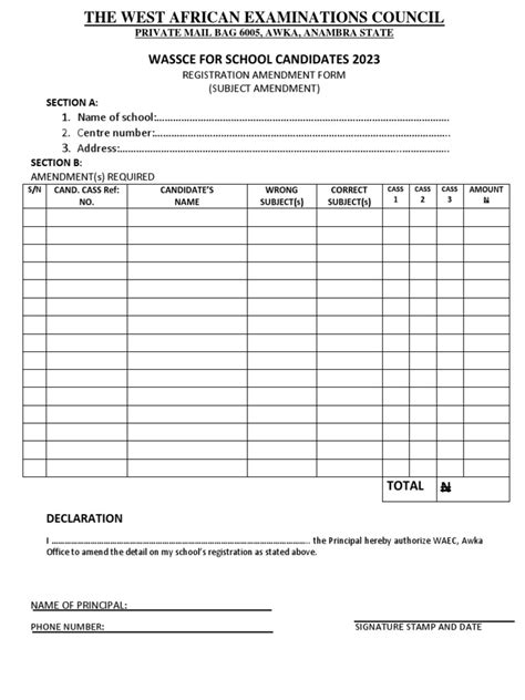 Amendment Form Pdf
