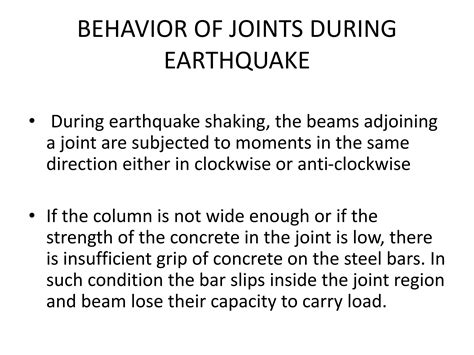Seismic Behaviour Of Beam Column Joint Pptx Physics Science