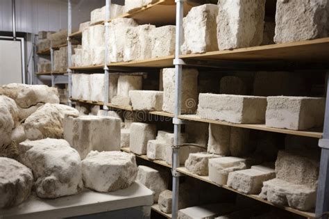 Clusters Of Mycelium Bricks In The Laboratory Stock Illustration