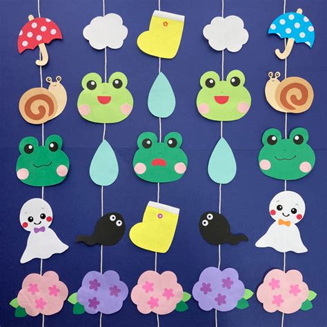 6月 梅雨 ガーランド 壁面 壁面飾り 吊るし飾り 保育園 幼稚園 介護施設 かえる 紫陽花 ガーランド Iam 通販 15903182