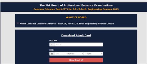 Jkcet 2025 Admit Card Out On April 7 Download Jkcet Admit Card