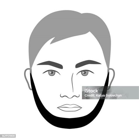 긴 턱 끈 수염 스타일 얼굴 그림의 남자 얼굴 머리카락 벡터 회색 검정 초상화 남성 패션 템플릿 플랫 이발사 컬렉션 세트입니다 세련된 헤어스타일은 흰색 배경에 윤곽을