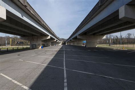 Clear Sky Road With Trees Bridge And Underpass