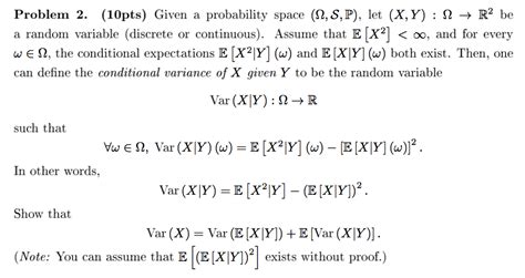Solved Given A Probability Space Ohm S P Let X Y Chegg Com