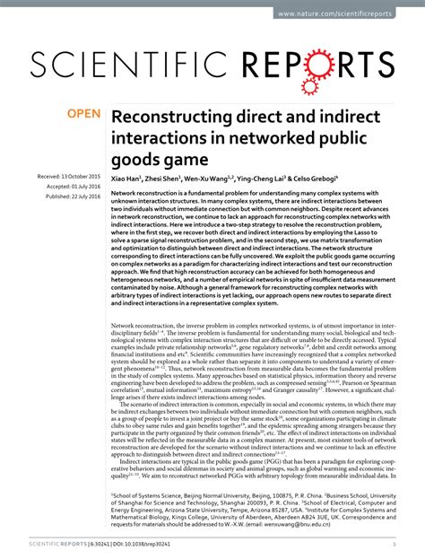 Pdf Reconstructing Direct And Indirect Interactions In Networked Public Goods Game