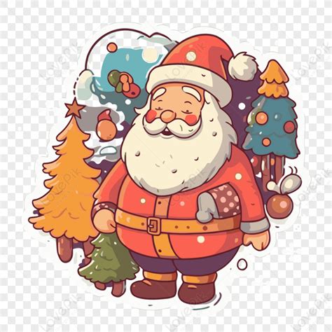 디자인 산타클로스 크리스마스 스티커 클립 아트 벡터상표 Png 일러스트 무료 다운로드 Lovepik