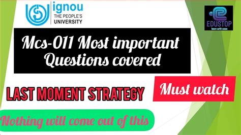 Mcs 011 Most Important Questions Last Moment Strategy C