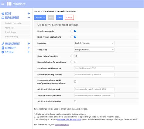 enroll an android device in fully managed device mode using a qr code