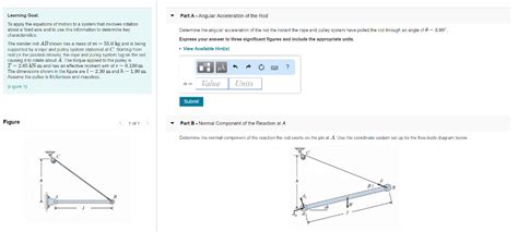 Solved Learning Goal Part A Angular Acceleration Of The Rod Chegg