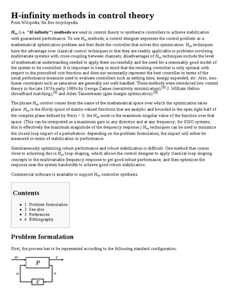 H Infinity Methods In Control Theory Wikipedia Pdf Pdf Mathematical Analysis Applied