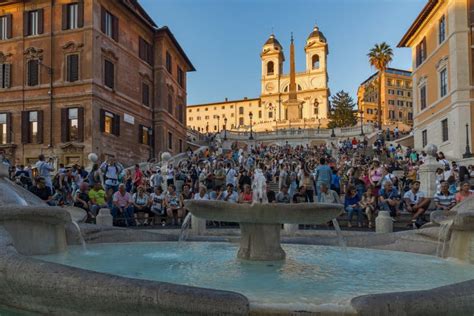 Sunset View Of Spanish Steps And Piazza Di Spagna In City Of Rome