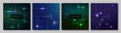 벡터 그림입니다 기하학적 기술 배경 컬렉션 화려하고 밝은 장식 소셜 미디어 템플릿 웹 배너에 대한 요소를 디자인합니다 빛나는