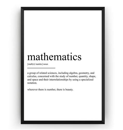 Mathematics Definition Print Etsy