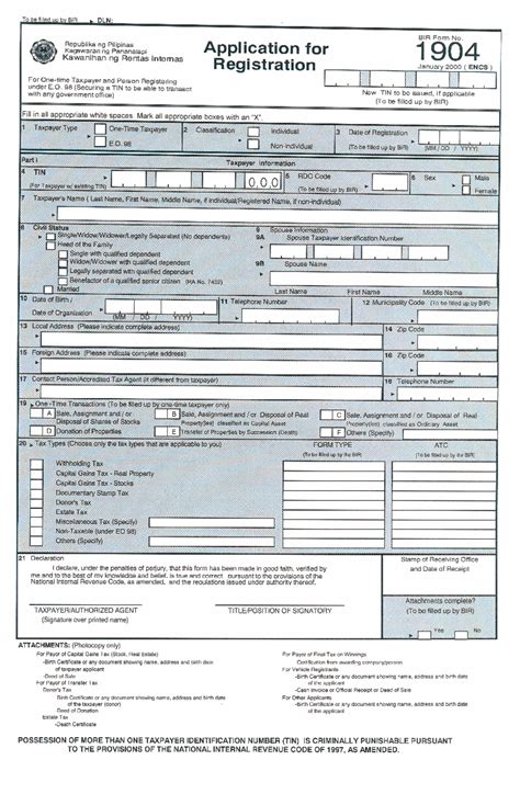 Bir Form 1904 Registration Application Instructions And Guidelines