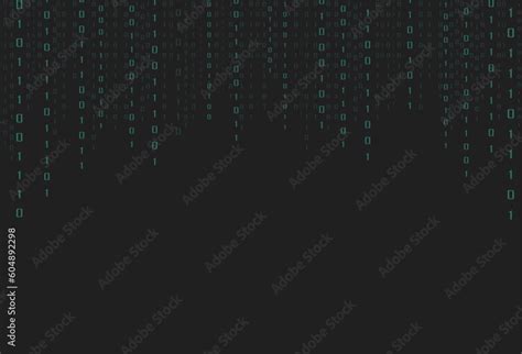 Falling Zero One Digital Binary Code Matrix On Dark Background