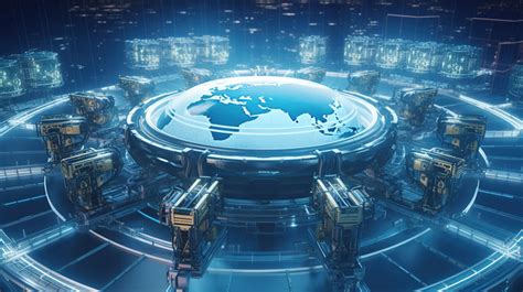 Depicting 3d Rendering Of A Robot Assembly Line The Concept Globalization And Technology With