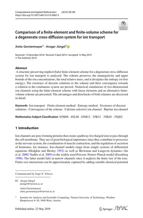 Pdf Comparison Of A Finite Element And Finite Volume Scheme For A Degenerate Cross Diffusion