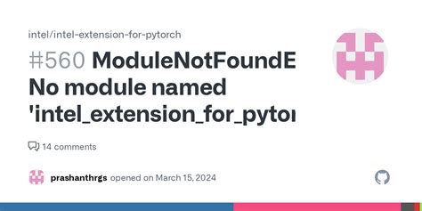 modulenotfounderror no module named intel extension for pytorch