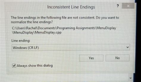 Solved Inconsistent Line Endings The Line Endings In The Chegg