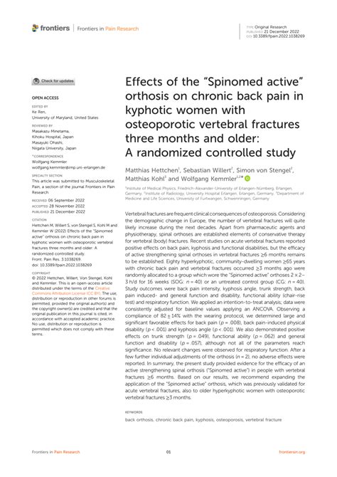 Pdf Effects Of The “spinomed Active” Orthosis On Chronic Back Pain In