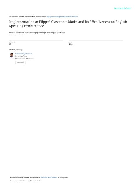 Implementation Of Flipped Classroom Model And Its Effectiveness On