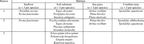 Shellfish Obtained At Different Habitats And Sampling Stations Of