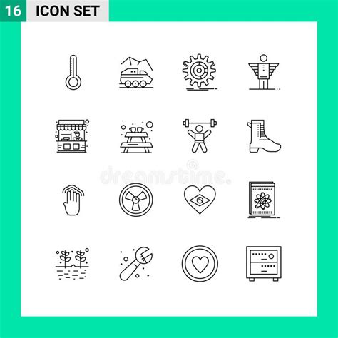 Modern Set Of 16 Outlines Pictograph Of Investor Career Setting Business Progress Stock