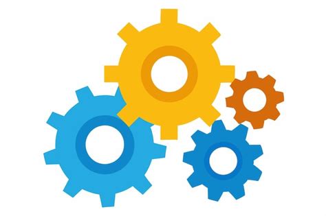 Gears And Cogs Ilustración Vectorial Clipart De Dibujos Animados Y Diseño De Arte De Líneas