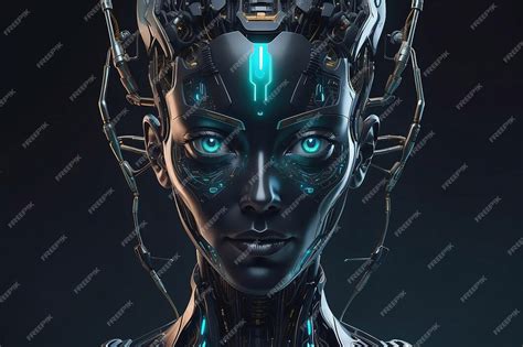 Premium Photo Futuristic Science Fiction Android Portrait Modern