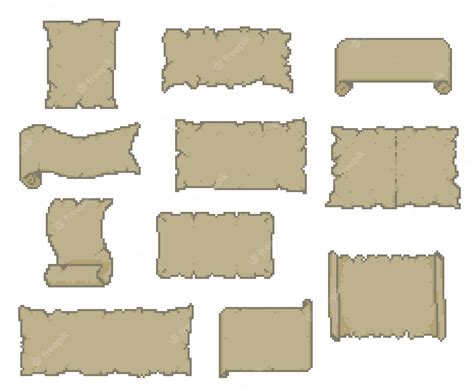 premium vector pixel game manuscript ribbon scrolls game assets